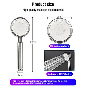 High-pressure shower head with handheld, 304 stainless steel shower head with 78" long hose and extra wall bracket，all metal small hand held detachable bathroom shower heads (silver white)