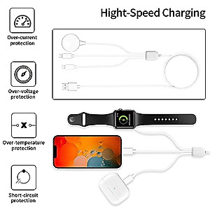 3 in 1 Charger Cable for Apple Watch/iPhone/Airpods, Wireless Watch Charger Compatible with Apple Watch Series 7,6,5,4,3,2,1 and iPhone 13,12,11,Pro,Max,XR,XS,XSX & Pad Series