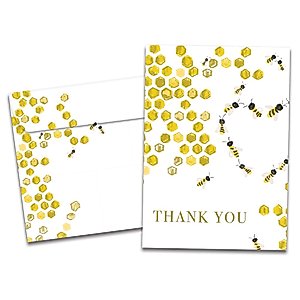 Tree-Free Greetings - Thank You Greeting Card - Artful Designs - 1 Card + Matching Envelope - Made in USA - 100% Recycled Paper - 5"x7" - Bee Kind (GO64527)