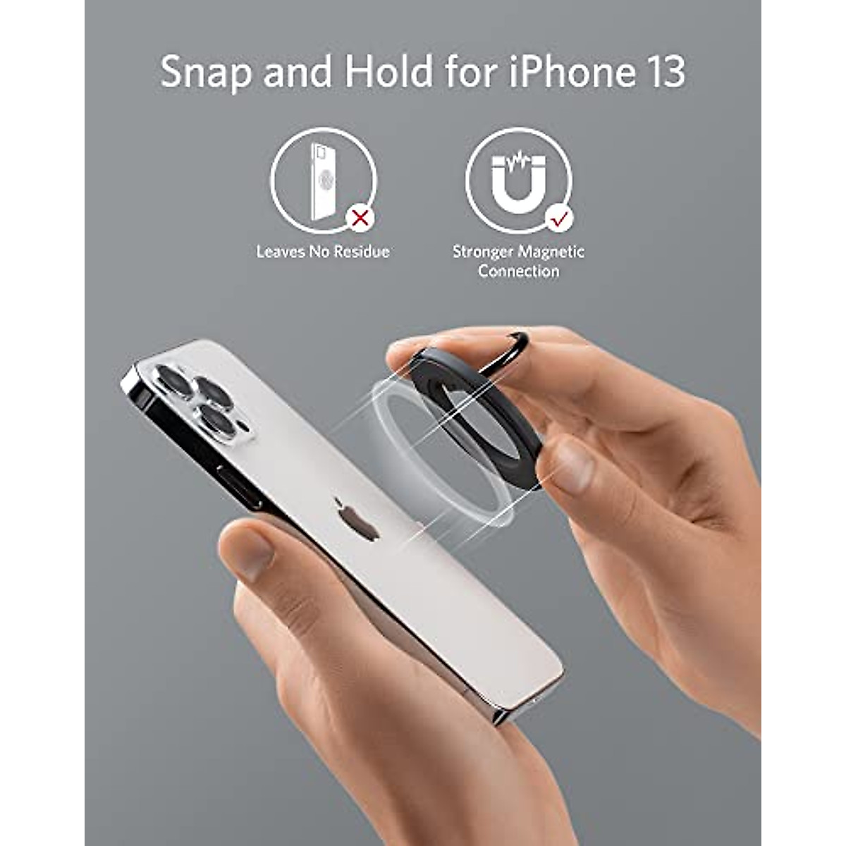 Anker Magnetic Phone Grip (MagGo), 610 Magnetic Phone Ring Holder, Adjustable Kickstand, Only for iPhone 14/14 Pro/14 Pro Max/14 Plus/13/13 Pro/13 Mini/13 Pro Max/12/12 Pro/12 Mini/12 Pro Max
