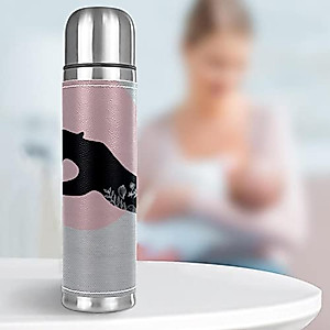 Stainless Steel Leather Vacuum Insulated Mug Leopard Thermos Water Bottle for Hot and Cold Drinks Kids Adults 16 Oz