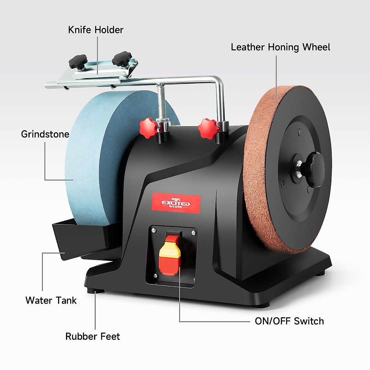 Excited Work 8 inch Two-Direction Water Cooled Wet/Dry Sharpening System 120RPM for Household Knives and Woodworking Tools 8ft