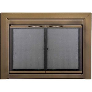 Pleasant Hearth CA-3202 Cahill Fireplace Glass Door, Antique Brass, Large