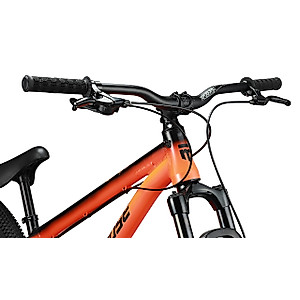 Mongoose Fireball Dirt Jump Mountain Bike, 26-Inch Wheel, 9-Speed Drivetrain, Front Suspension, Mechanical Disc Brakes, Orange