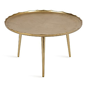 Kate and Laurel Alessia Modern Coffee Table, 25 x 25 x 15, Gold, Metal Coffee Table with Antique Detailing for Storage and Display