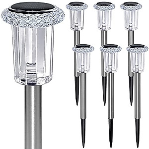 LIANGLOME Solar Lights Outdoor -IP65 Waterproof Solar Pathway Lights Stainless Steel Outdoor Solar Lights for Yard Patio Lawn Walkway and Landscape Cool White (6 Pack)