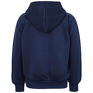 Kids Girls Boys Plain Tracksuit Hooded Sweat Hoodie Bottom Jog Suit Joggers 5-13 Navy