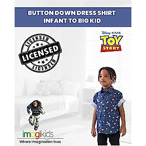 Disney Pixar Toy Story Buzz Lightyear Little Boys Button Down Dress Shirt 7-8