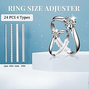 Ring Size Adjuster for Loose Rings - Invisible Spiral Transparent Silicone Ring Guard Clip Jewelry Tightener Resizer Set for Making Jewelry Fitter, Sizer, Guard, Spacer （8 Pack, 4 Sizes ）