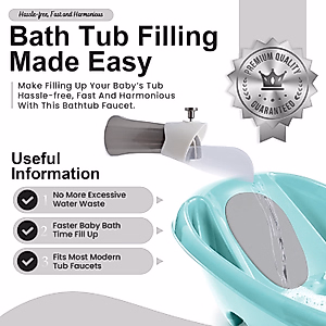 Bath Helper - Bath Tub Faucet Extender - Guides Water Directly from Faucet to Baby Bath Tub Without Excessive Water Waste and Splashing, 1 Pack (Clear White)