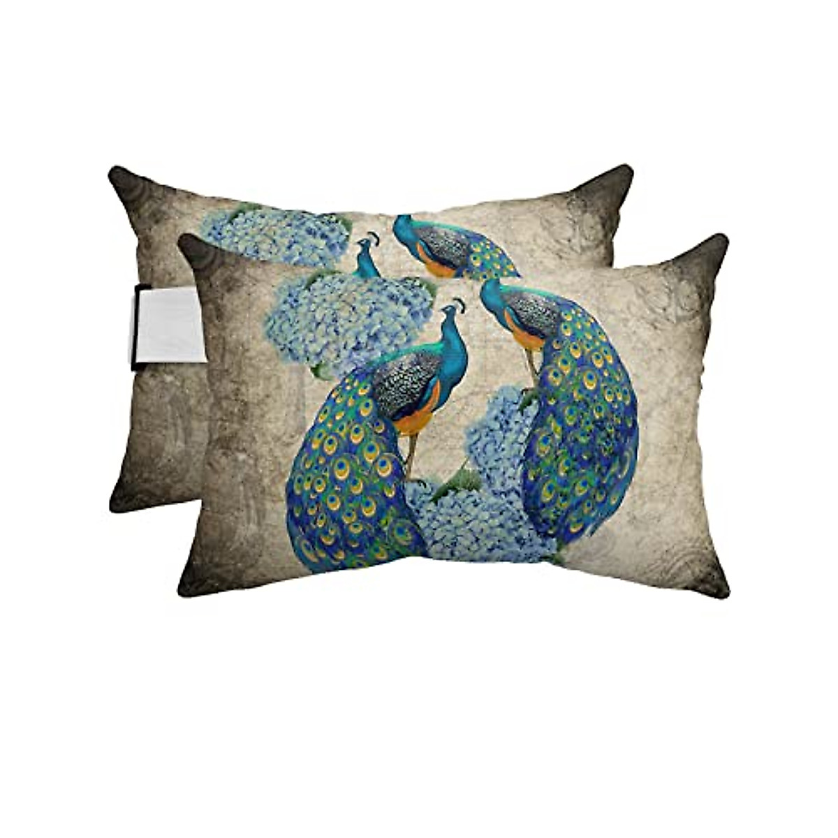 Prime Leader Recliner Head Pillow Ledge Loungers Chair Pillows with Insert Rustic Peacock Lumbar Pillow with Adjustable Strap Outdoor Waterproof Patio Pillows for Couch Beach Pool Office Chair, 2 PCS