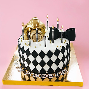 12pcs Racing Cars Themed Birthday Sparkler Candles, Black and White Checkered Flag Birthday Cake Candles Cake Topper Candle Birthday Cake Decorations for Racing Car Party Favors Baby Shower Kids Boys