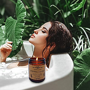 2 Packs 8 Oz Citronella Candles Outdoor Indoor, Glass Jar Candles Gift Set up to 110 Hours Burning, 100% Natural Soy Wax Candles, Long Lasting Lemongrass Scented Candle for Garden, Patio