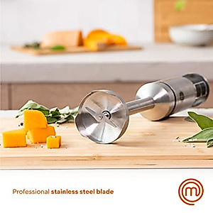 MasterChef Immersion Blender Handheld with Electric Whisk & Milk Frother Attachments, Hand Held Stainless Steel Stick Emulsifier for Making Baby Food, Soup, Puree, Cake, Cappuccino, Latte etc, 400W