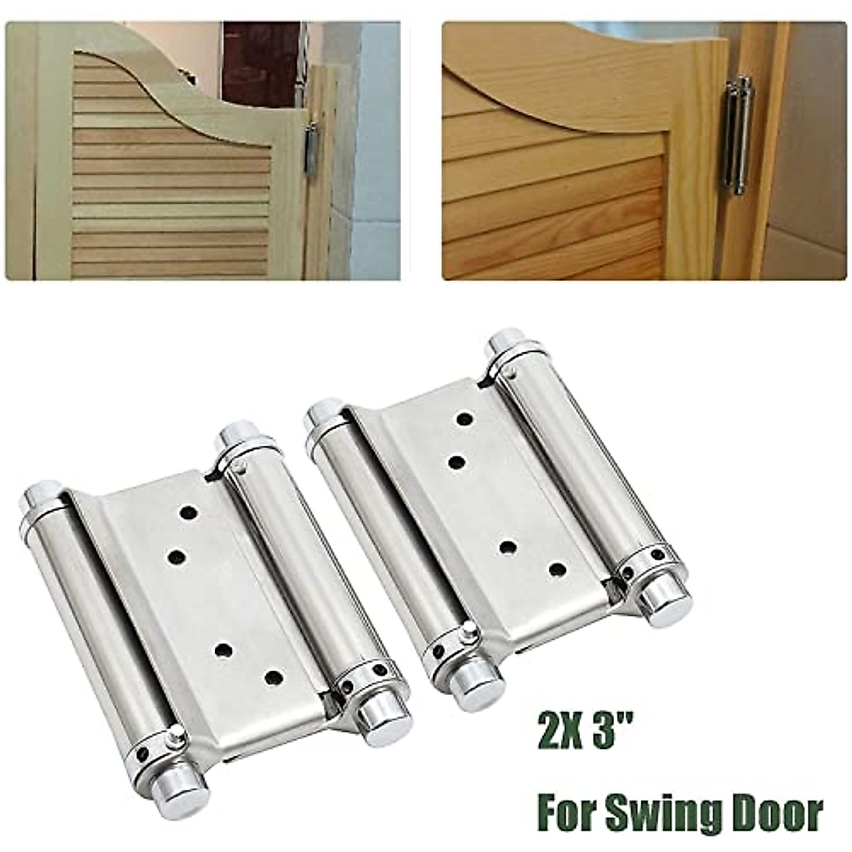 Kitchen Doors Cabinet Hinges,Cupboard Door Clip-on,Durable 4pcs 3Inch Double Action Hinges Swing Spring Hinge Stainless Steel Gate Spring Hinge Door Furniture Cabinet Drawer Hardware Tool for Doors