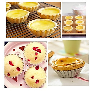 Tosnail 50 Pieces Aluminum Egg Tart Mold Small Tart Pie Tin Mini Cupcake Cake Muffin Cookie Mold Baking Cups