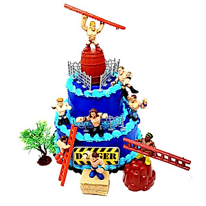 Wrestler Rumblers Wrestling Action Cake Topper With Random Wrestler Figures And Accessories (Unique Design)