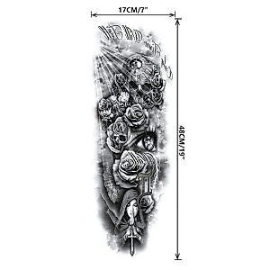 Pinone Full Arm Temporary Tattoo For Man Women L19“xW7”(12 Sheets)