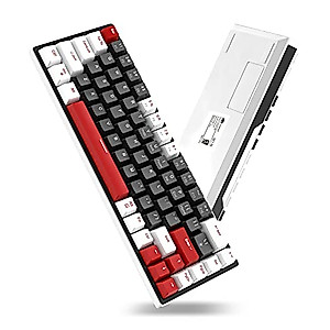 MageGee 60% Mechanical Gaming Keyboard, 68 Keys Hot-Swappable Compact Blue LED Backlit Gaming Keyboard, SKY68 Wired Ergonomic Mini Office Keyboard for Windows PC Gamer (Red Switch, White & Black)