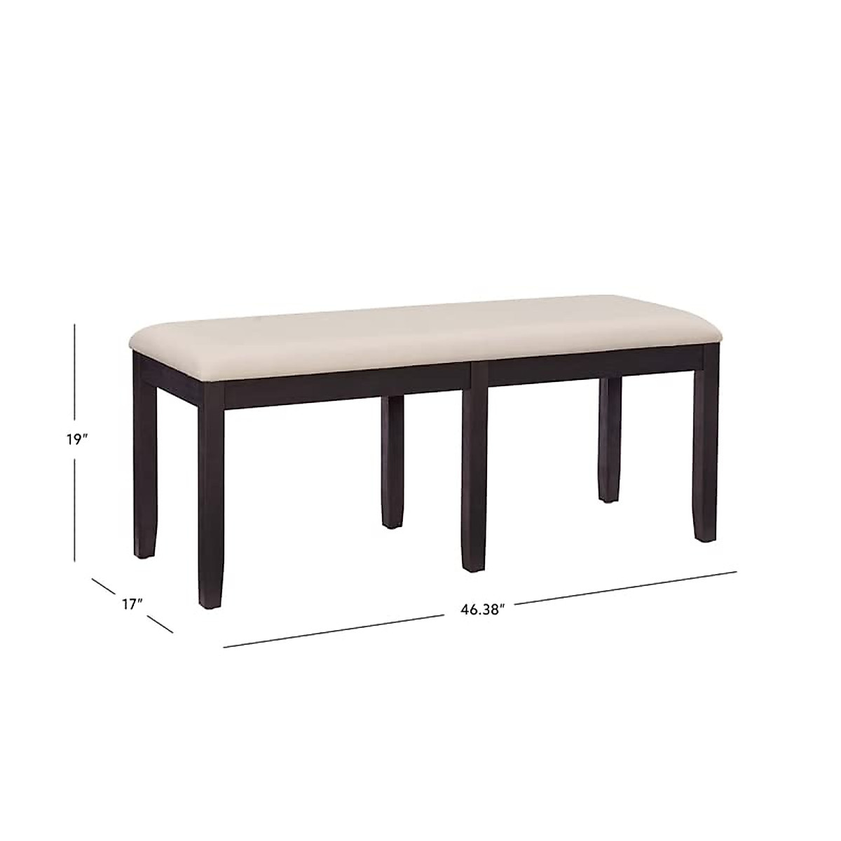 Linon Jordan Wood Backless Bench in Dark Charcoal Gray