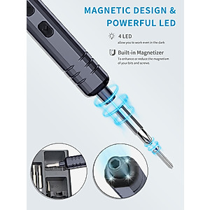 SHOWPIN Mini Electric Screwdriver Set: 70 in 1 Small Electronic Tool Kit Precision Power Screwdriver - 5 Torque Setting LED S2 Bits for Computer Laptop PC Repair