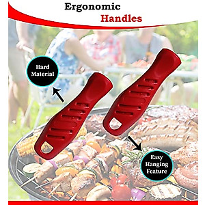 Food Flipper & Turners - Pigtail Flipper - 16 and 12 Inches BBQ Meat Turners - Long & Short 304 Stainless Steel Hook - Meat, Fish, Vegetable Cooking Set - BBQ Accessories - Barbecue Tongs - BBQ Fork