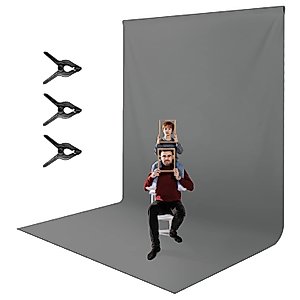 LimoStudio 9 x 15 feet / 108 x 180 inch Gray Photography Backdrop Screen Background, Premium A+ Grade High 150GSM Density Thicker Than Standard for Professionals with 3 Spring Clamps, Grey, AGG3033