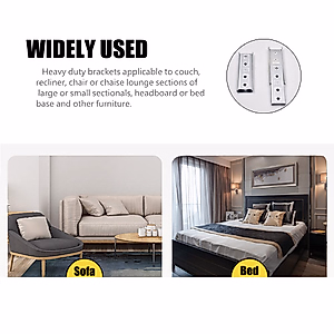 DBTHTSK Sofa Latch,Bed Replacement Parts,Heavy Duty Connector Bracket Interlocking Tapered Hardware Accessories Furniture Connector for Furniture, Sofa, Bed (2 Pairs)