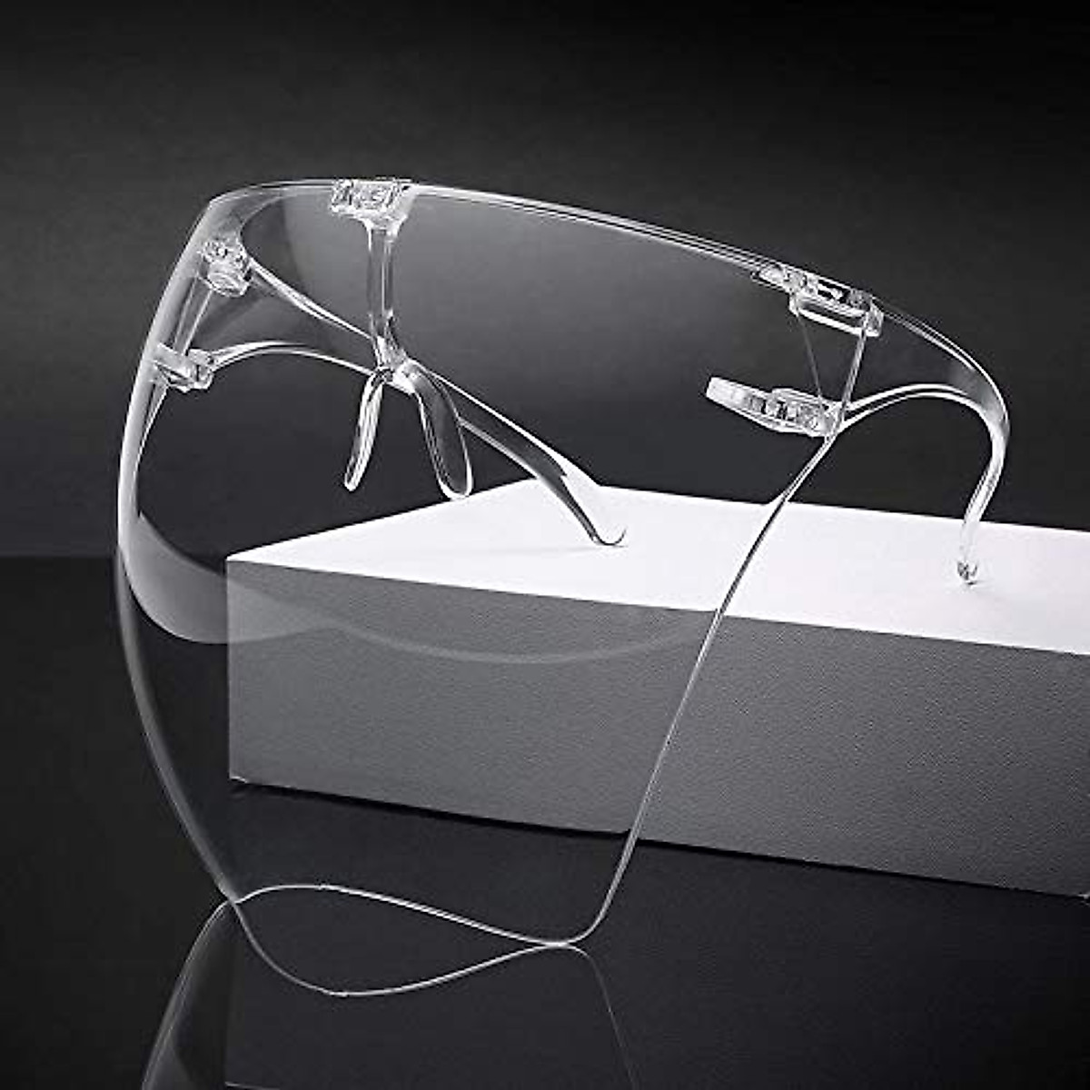 【2PACK】New Transparent Goggle Sunglasses Full Cover,Anti Fog Clear Plastic Face for Adults,See Through Mouth and Nose Facial Clear Face ,Clear Face_ ,Cover Glasses,Crystal Clarity,Reusable,Visor