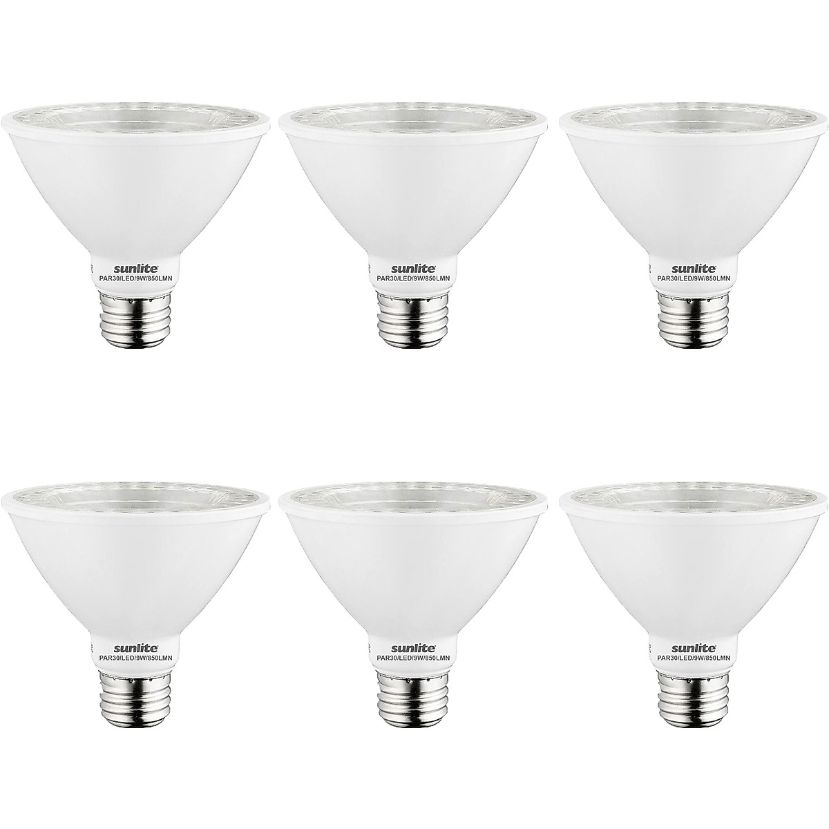 Sunlite LED PAR30 Short Neck Flood Light Bulb, 9 Watt, (75W Equivalent), 850 Lumens, Medium Screw (E26) Base, Dimmable, ETL Listed, Energy Star, 2700K Soft White, 6 Count