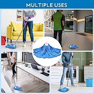 Matthew Microfiber Cloth Mop Compatible with Ceda Microfiber Cloth Mop Refill Commercial Mop Replacement 54" Stainless Steel Handle with 2 Wet Mop Heads w/1 Handle Incl.2Pcs Microfiber Cloth-Blue