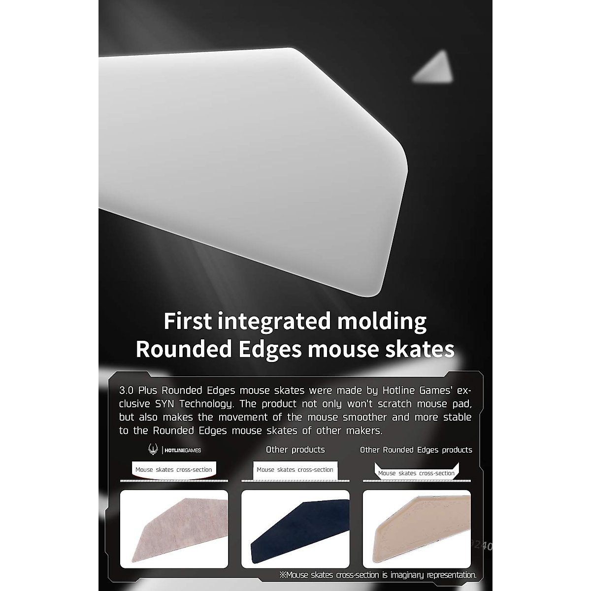HOTLINEGAMES 2Sets 3.0 Plus Rounded Curved Edges Mouse Feet Skates Compatible with Razer DeathAdder V3 Pro Wireless Gaming Mouse feet Replacement (0.8mm,Smooth,PTFE) Pro Performance Upgrade