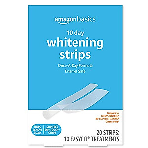 Amazon Basics 10 Day Teeth Whitening Strips Kit, 10 Treatments, 1-Pack (Previously Solimo)