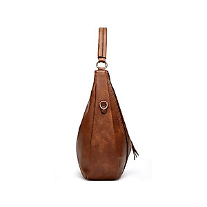 GJGJTER Women Vintage Hobo Shoulder Crossbody Bag Tote Handbag with Tassel Satchel 2pcs-Wine