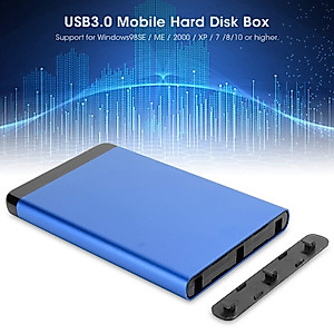 Portable Hard Disk Box, USB3.0 Mobile Hard Disk Box, Aluminum Alloy Disk Box Mobile Hard Disk Box, 2.5in SSD/ SATA Aluminum Alloy Enclosure 8TB for Outdoor Working Laptop