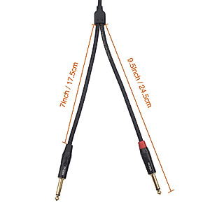 DISINO 1/8 Inch TRS Stereo to Dual 1/4 inch TS Mono Y-Splitter Cable 3.5mm Aux Mini Jack Stereo Breakout Cable Path Cords - 10 feet