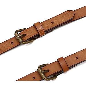 RC ROCKCOW Leather Suspenders for Men Y Back Design Adjustable Suspender with 3 Metal Snap Hooks Groomsmen Gift Wedding Brown