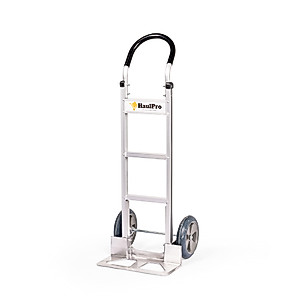 HaulPro Heavy Duty Hand Truck with Horizontal Loop Handle - Aluminum Dolly Cart for Moving - 500 Pound Capacity - 10" Rubber Wheels - 50.25" H x 17.5" W with 17.75" x 9" Die Cast Nose Plate