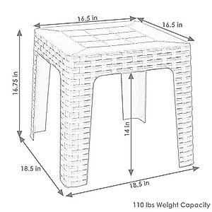 Sunnydaze 18-Inch Square Indoor/Outdoor Plastic Side Table - Set of 2 Tables - Brown