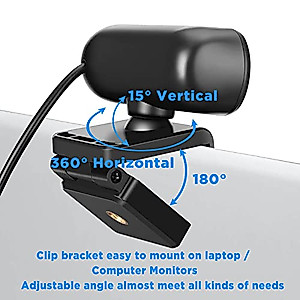 Maylibet Webcam with Microphone/Privacy Cover, External 1080P Wide Angle Streaming HD Web Camera for Desktop Computer Laptop PC Monitor