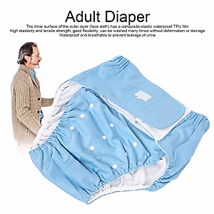Adult Cloth Diaper Washable Diapers Elderly Cloth Diaper Breathable Incontinence Pants Reusable Adjustabl Underwear Overnight Leakfree for Elderly Incontinence Care(Blue)