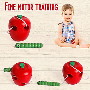 SHIERDU Four-in-one Early Education Set Bead Maze Toy for Toddlers Montessori Activity Caterpillars Eat Apple Wooden Rainbow Stacker Twisting Caterpillar Toddler Activity Center Portable Travel Toys