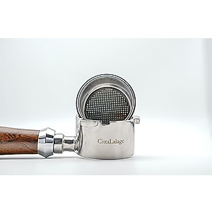 CittaLalage Coffee Espresso 304 Stainless Steel & Wooden Bottomless Portafilter 3 Ears 51mm with Filter Basket (14-18g double shots) Fits for Delonghi Coffee Machine EC680/EC685, SMEG & EUPA