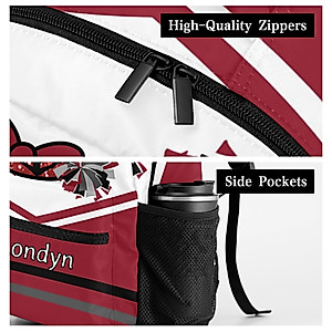 Zaaprint Custom Red Black Cheer Cheerleaders Waterproof Backpack Bookbag with Name for Birthday Holiday Gift