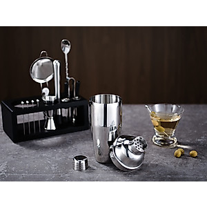 LUCKYGOOBO Cocktail Shaker Set,14 Piece Bartender Kit 24 oz Martini Shaker Cocktail Mixing 18/8 Grade Stainless Steel Martini Mixer Bar Tools for Professional Bartender and Home Bar.