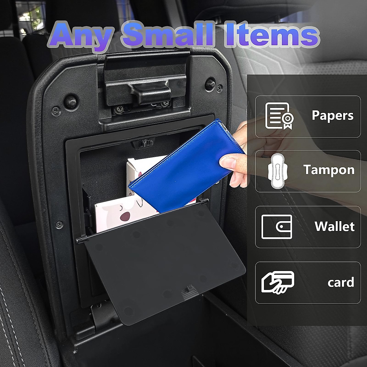 SDPVorn Hidden Storage Box for 2016-2023 Tacoma Center Console Armrest Organizer Secret Compartment 3rd Gen Accessories