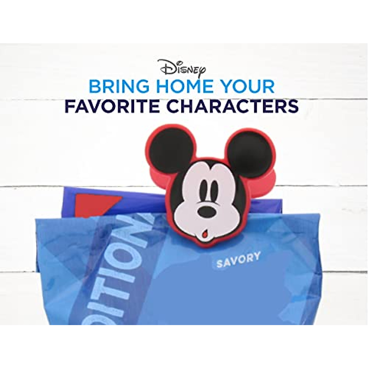 Disney Mickey Mouse Bag Clips, Set of 4 - Durable Plastic Clips