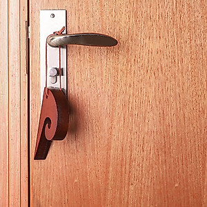 Bloomity Decorative Door Stopper, Wooden Door Wedge, Non-Slip Rubber Patches, Wave Shaped – Beech Wood - 2Pcs Set with Hanging Leather Strips