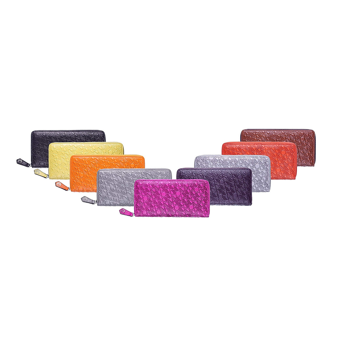 Drew Lennox "Go Womens Zip around Purse and Wallet — Luxury Buttery Soft Real Leather — Silver Gray