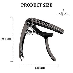 Guitar Capo, Capo for Acoustic and Electric Guitar, 3 in 1 Capo with Pick Holder, Pin Puller and 5 Guitar Picks, Ukulele Capo (Black)